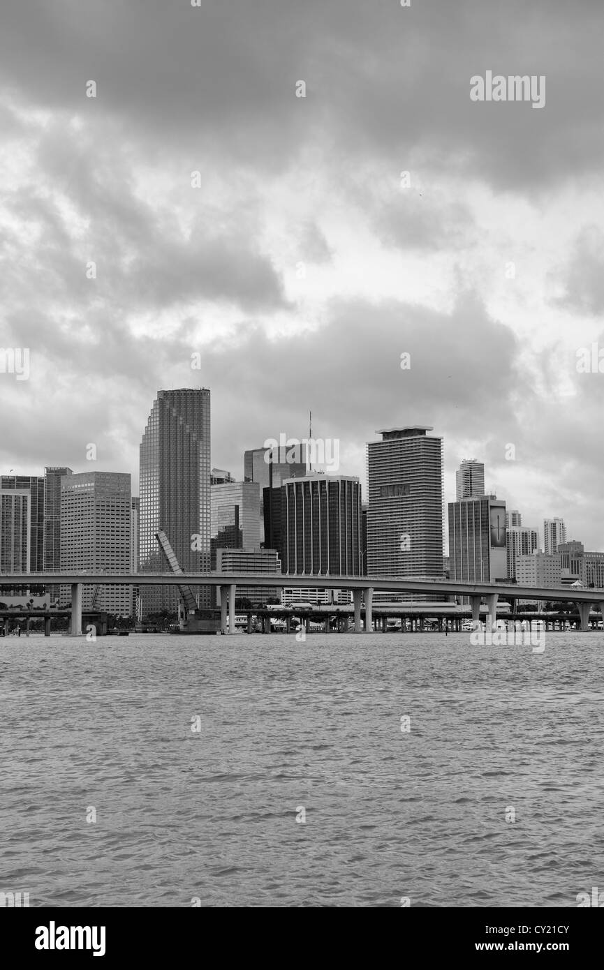 Panoramic view skyline miami Black and White Stock Photos & Images - Alamy