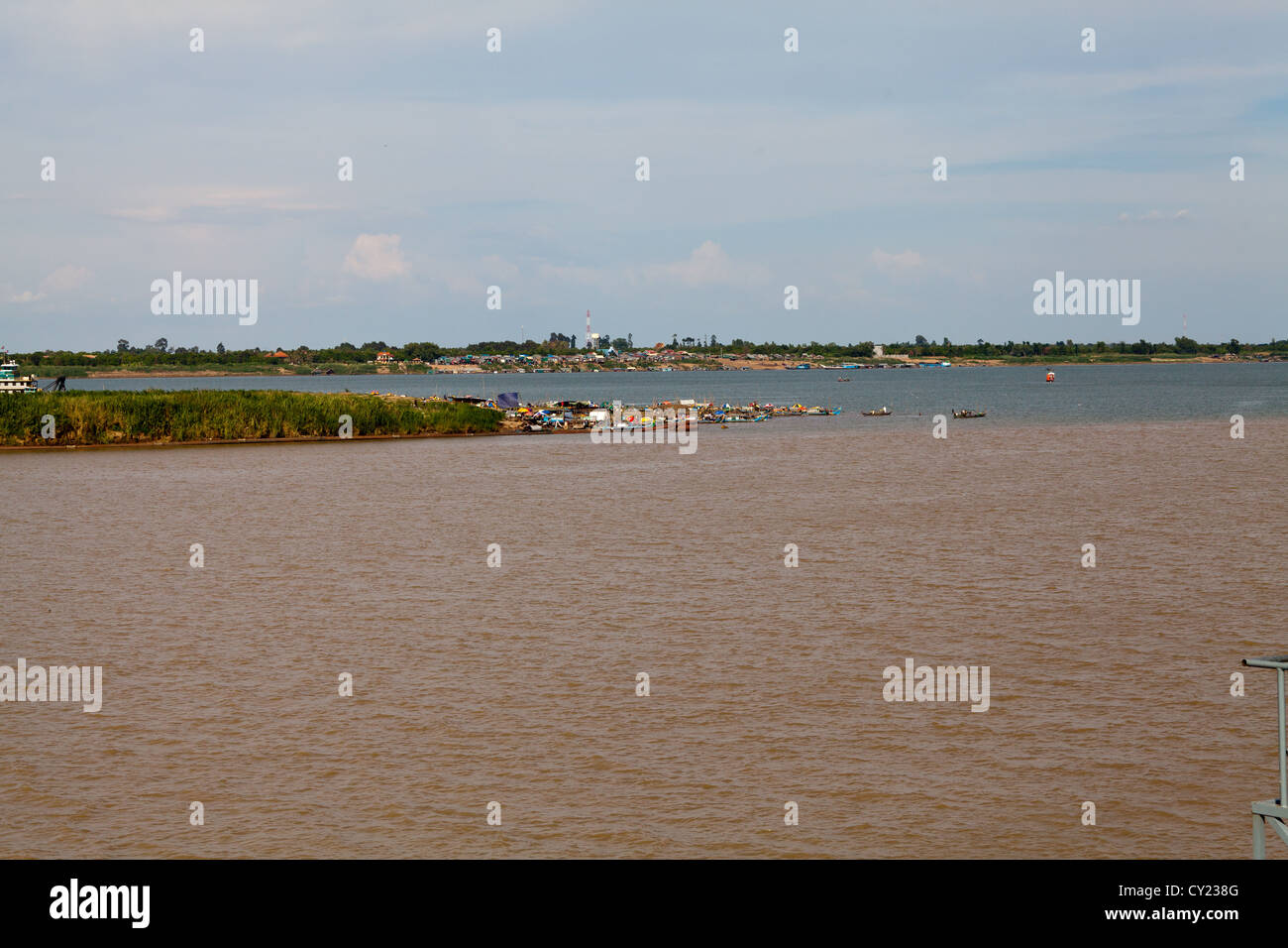 View over the River Junction of the Tonle Sap and the Mekong in Phnom ...