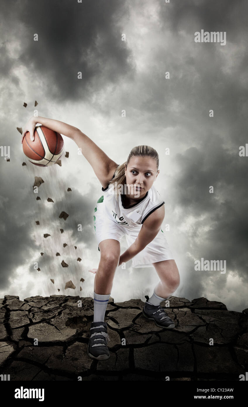 Basketball player running on grungy surface, real motion blur Stock ...