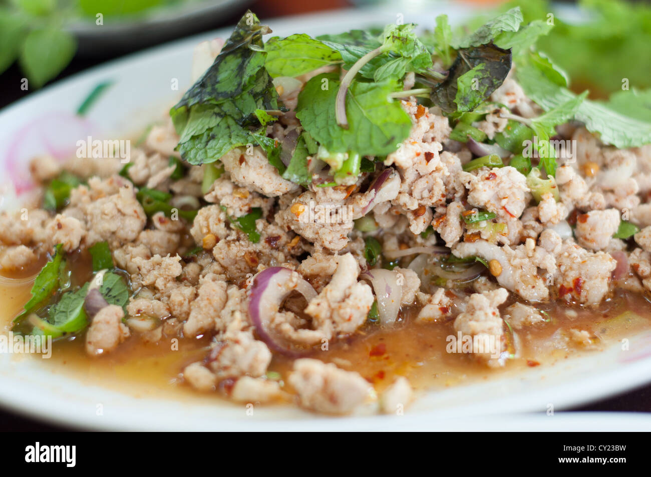 spicy minced meat with vegetable and chilli Stock Photo - Alamy
