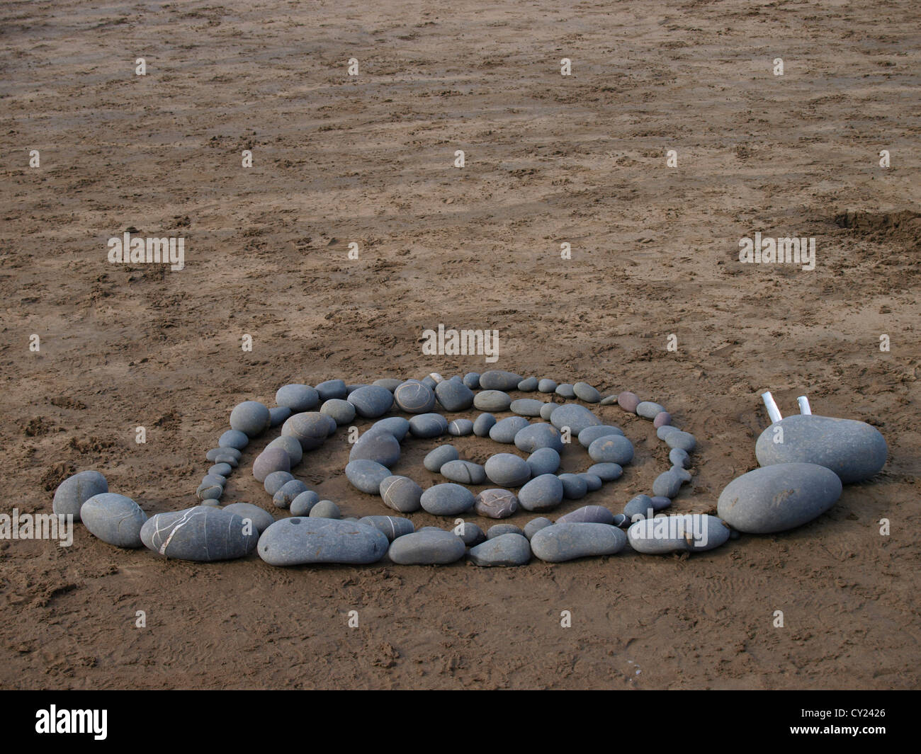 Snail made of pebbles, Westward Ho!, Devon, UK Stock Photo - Alamy