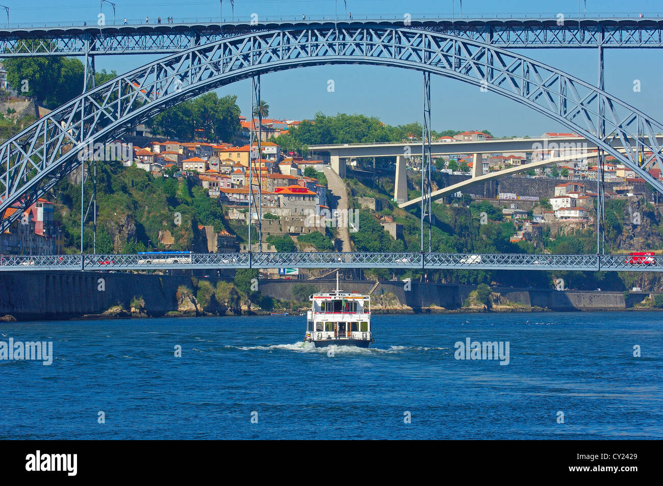 Porto, "Oporto", Ponte de Dom Luis I Bridge, Ribeira district, UNESCO ...