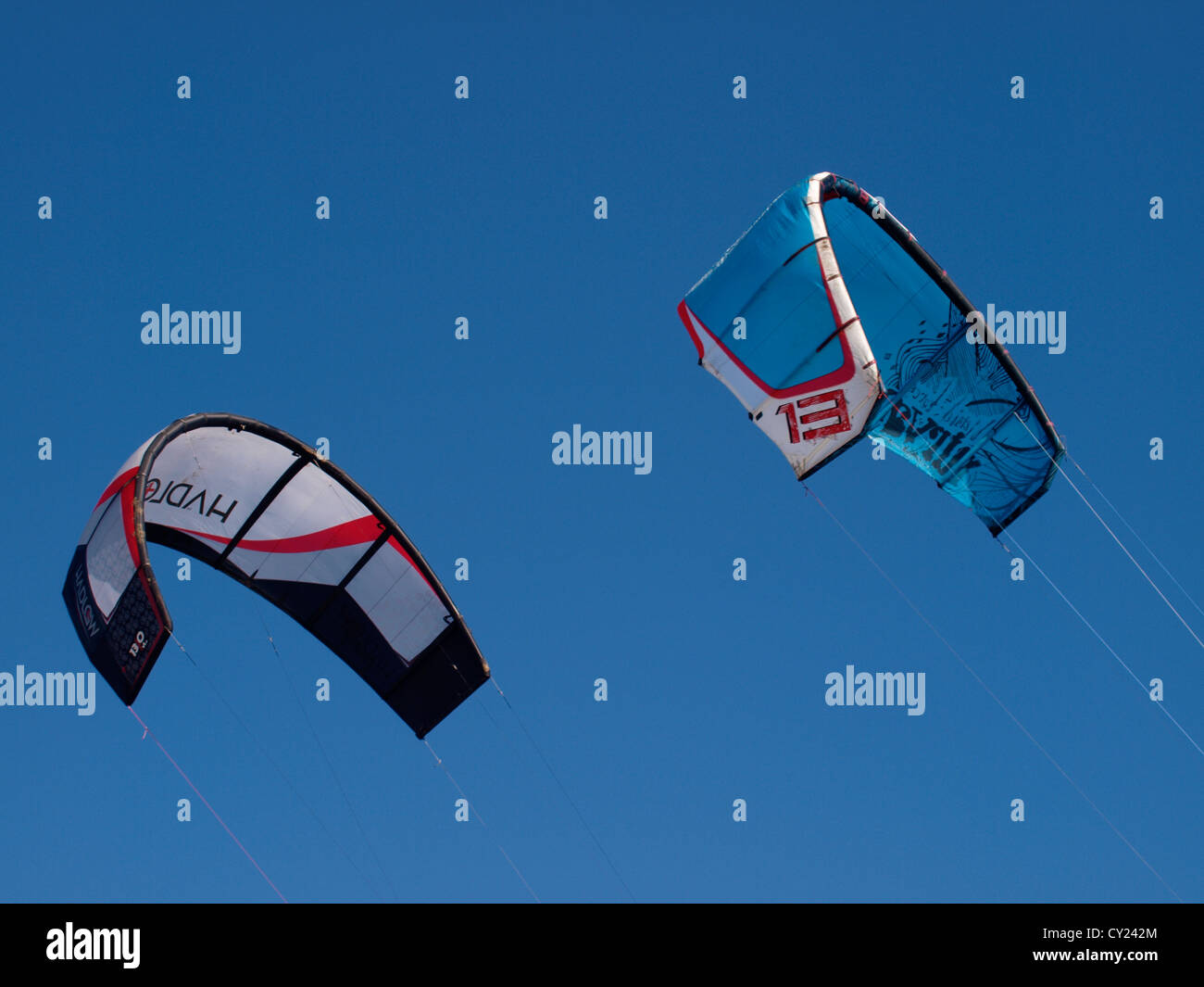 Kite surfing kites, UK Stock Photo - Alamy
