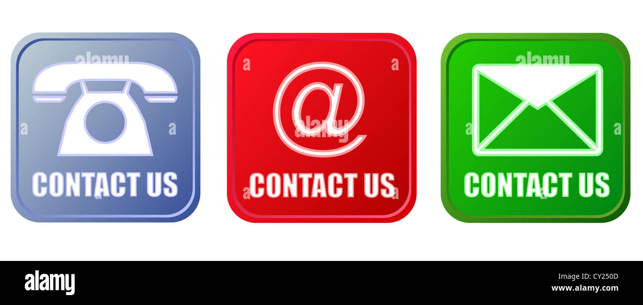 Contact buttons set Stock Photo - Alamy