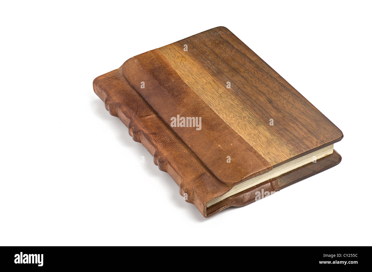 precious book with a noble leather and wooden cover Stock Photo - Alamy