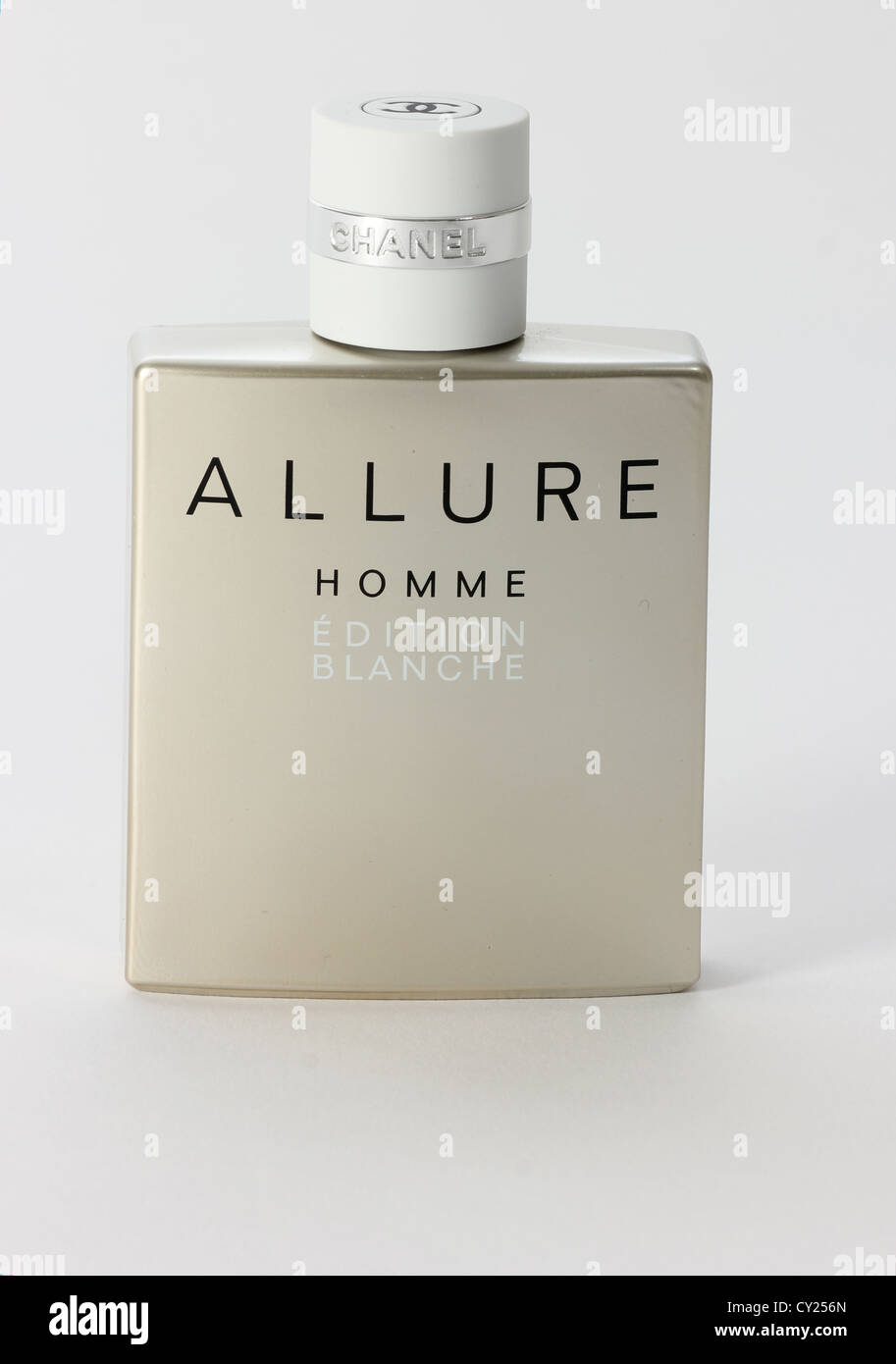 a fashionable young perfume on a white background, studio shot ...