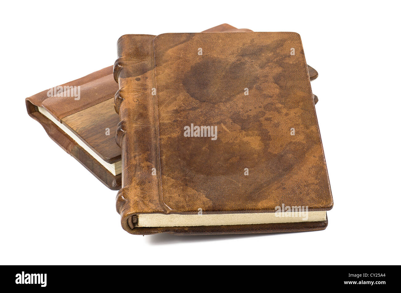 precious book with a noble leather and wooden cover Stock Photo - Alamy