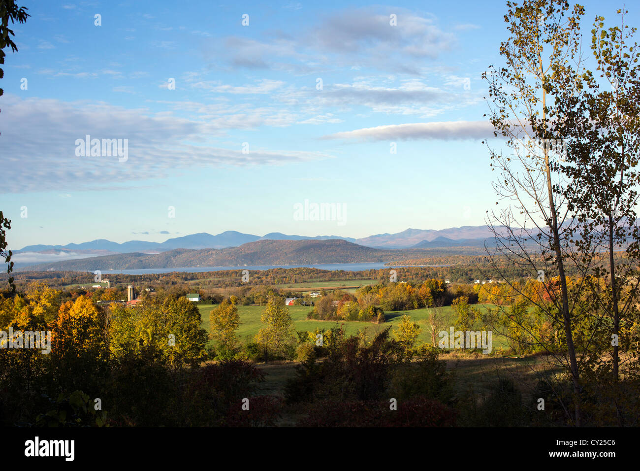 A western view across Vermont's Champlain Valley to New York's ...