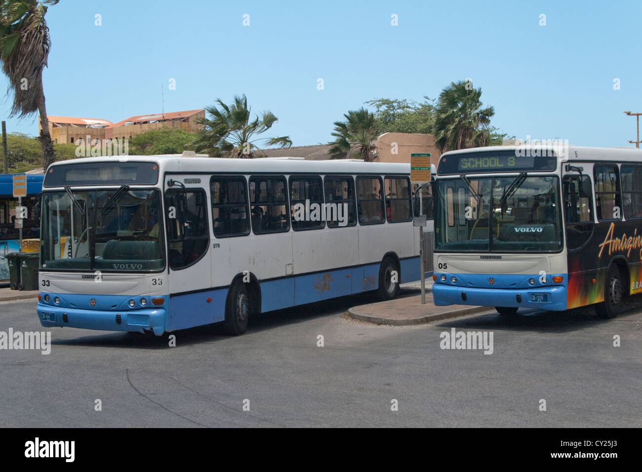 The main bus station used by locals and tourists in downtown Oranjestad ...