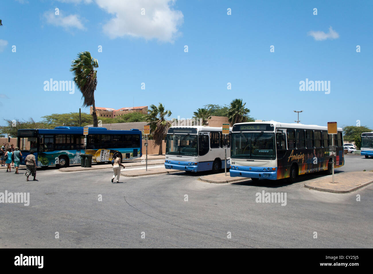 The main bus station used by locals and tourists in downtown Oranjestad ...