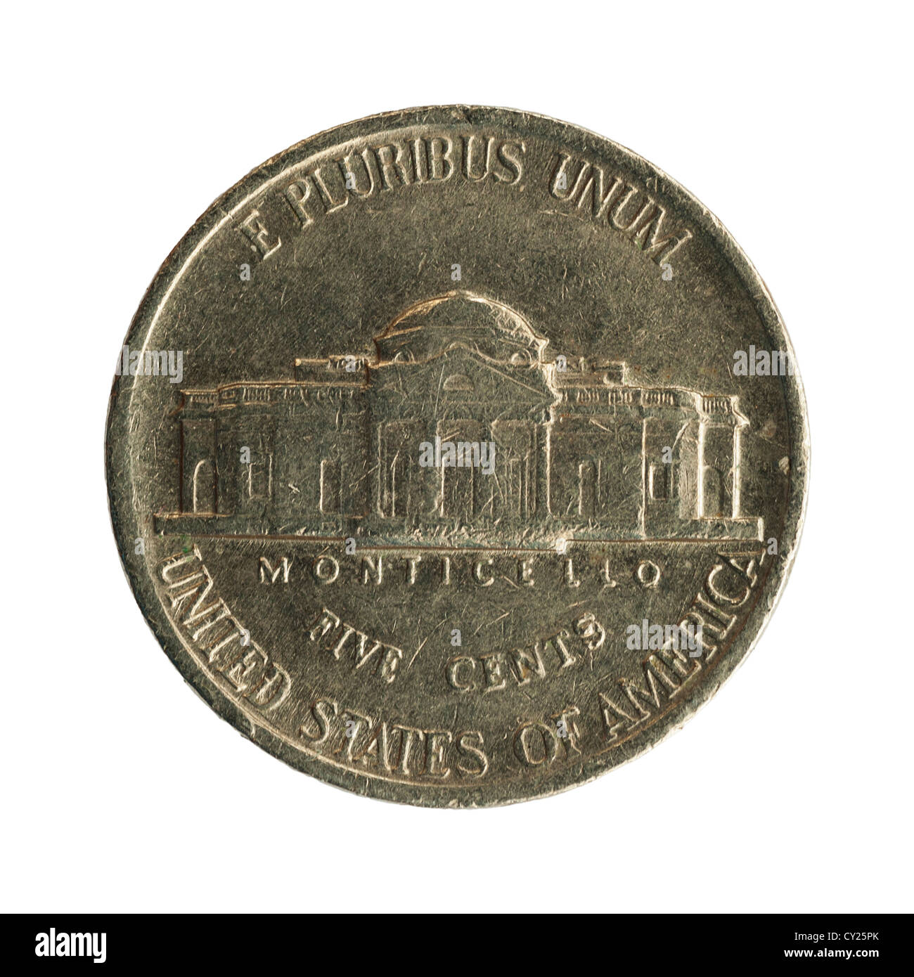 A five cents coin ( american currency ) on a white background Stock ...