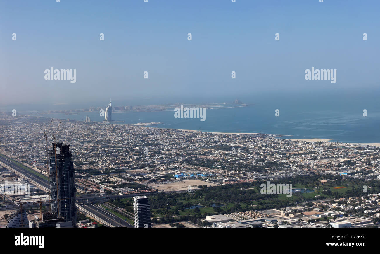 Emirates towers dubai aerial view hi-res stock photography and images ...