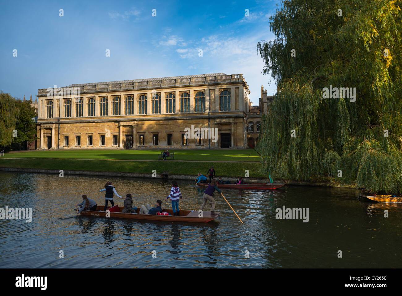 The Wren Library, Trinity College Cambridge, with punting in front on ...