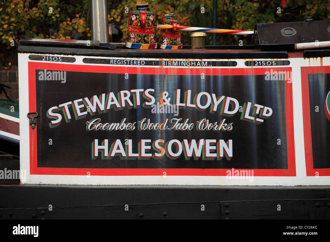 Narrowboat sign and painted livery Stock Photo - Alamy
