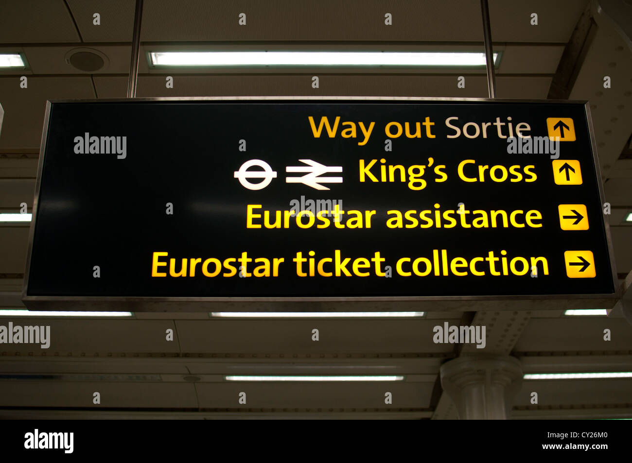 Eurostar sign, St. Pancras International railway station, London, UK ...
