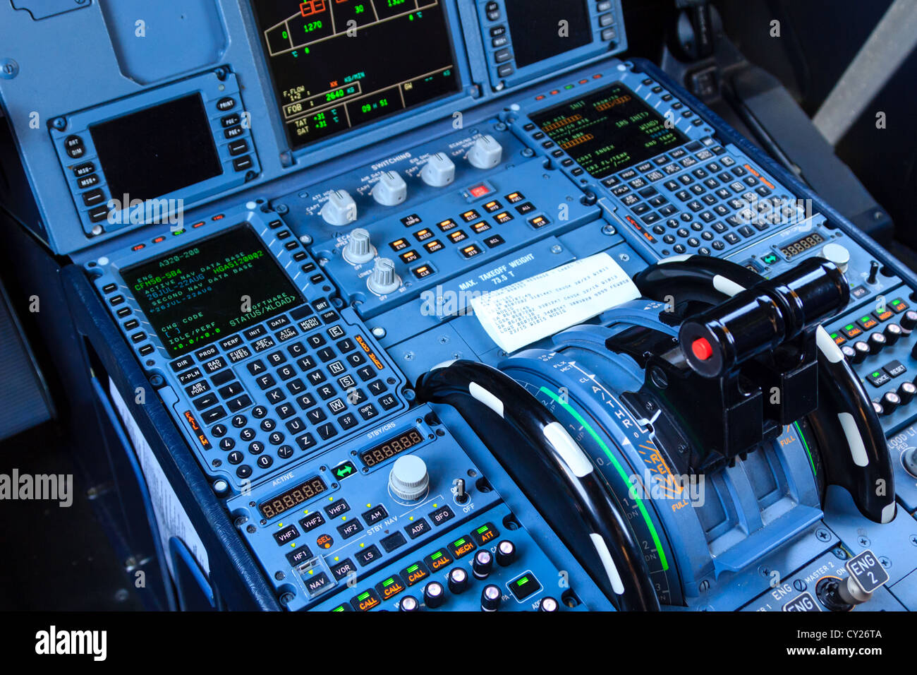 Console of a cockpit with its instruments Stock Photo - Alamy