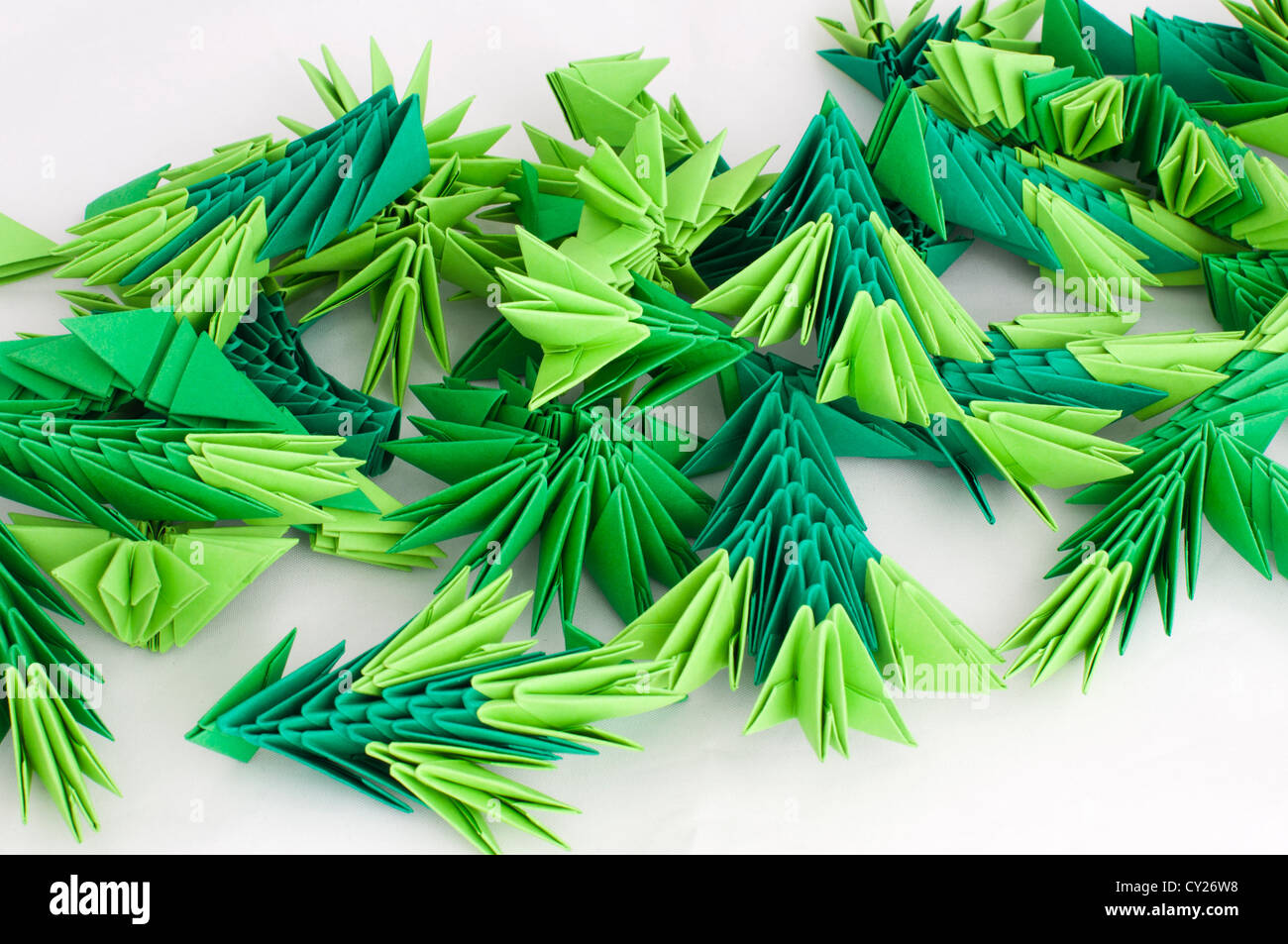 Paper made green pine needles Stock Photo - Alamy