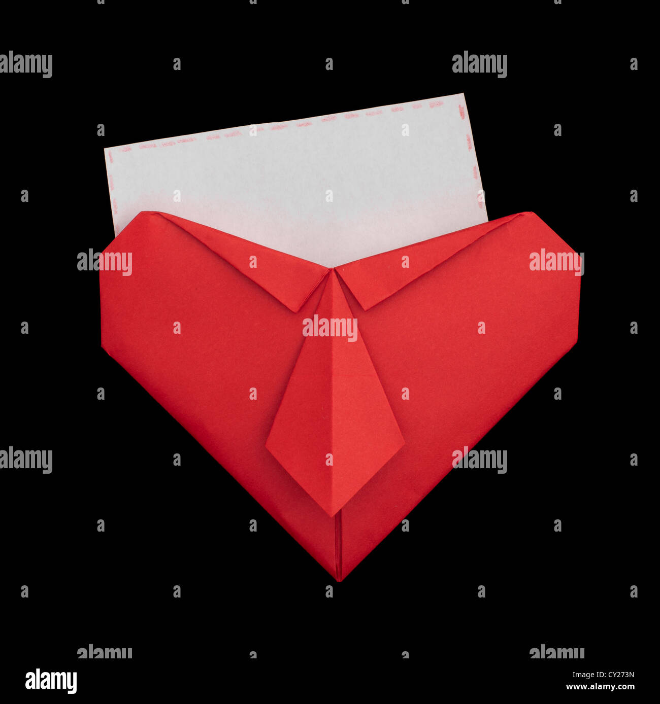 Red heart paper made. Isolated heart and note Stock Photo - Alamy
