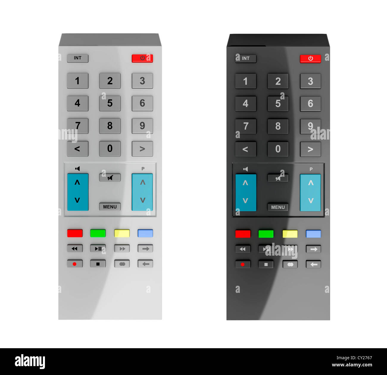 Black and gray remote controls isolated on white background Stock Photo ...