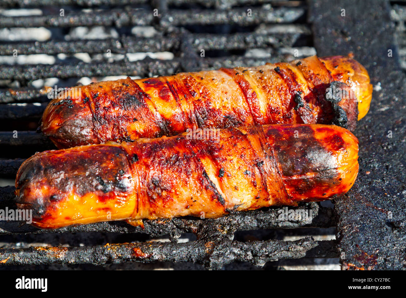 Hot dogs on grill Stock Photo - Alamy