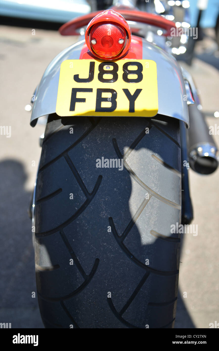 A Large 240 back tyre on a motorcycle Stock Photo - Alamy