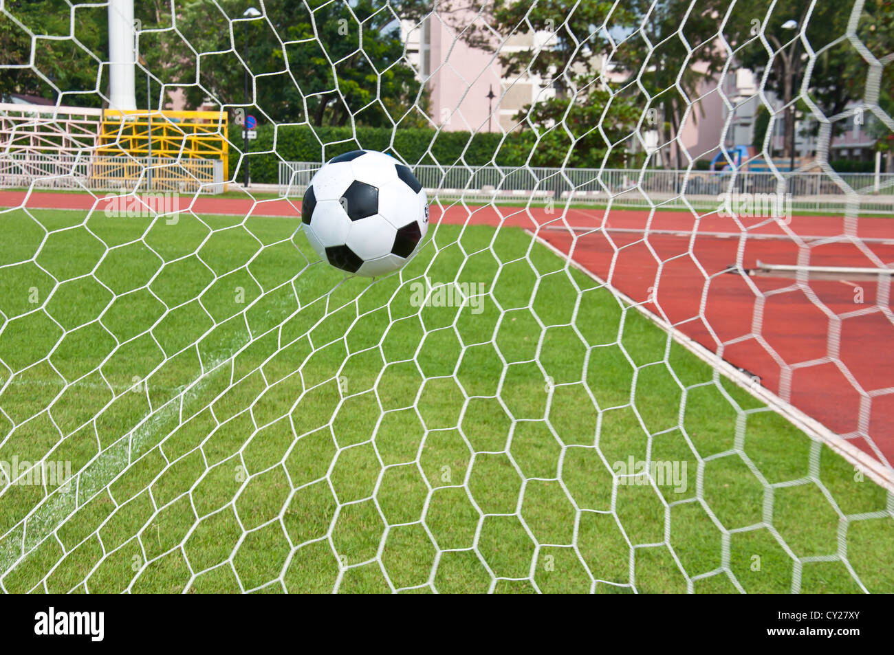 ball in goal for score Stock Photo - Alamy