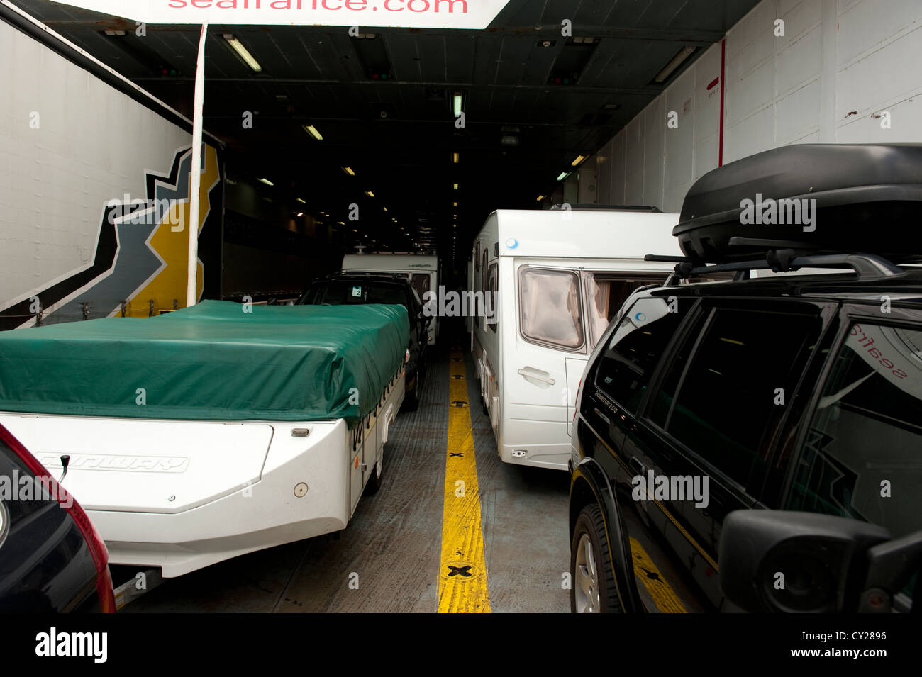 Caravan and Trailer Tent on Cross Channel Ferry Calais France Europe ...