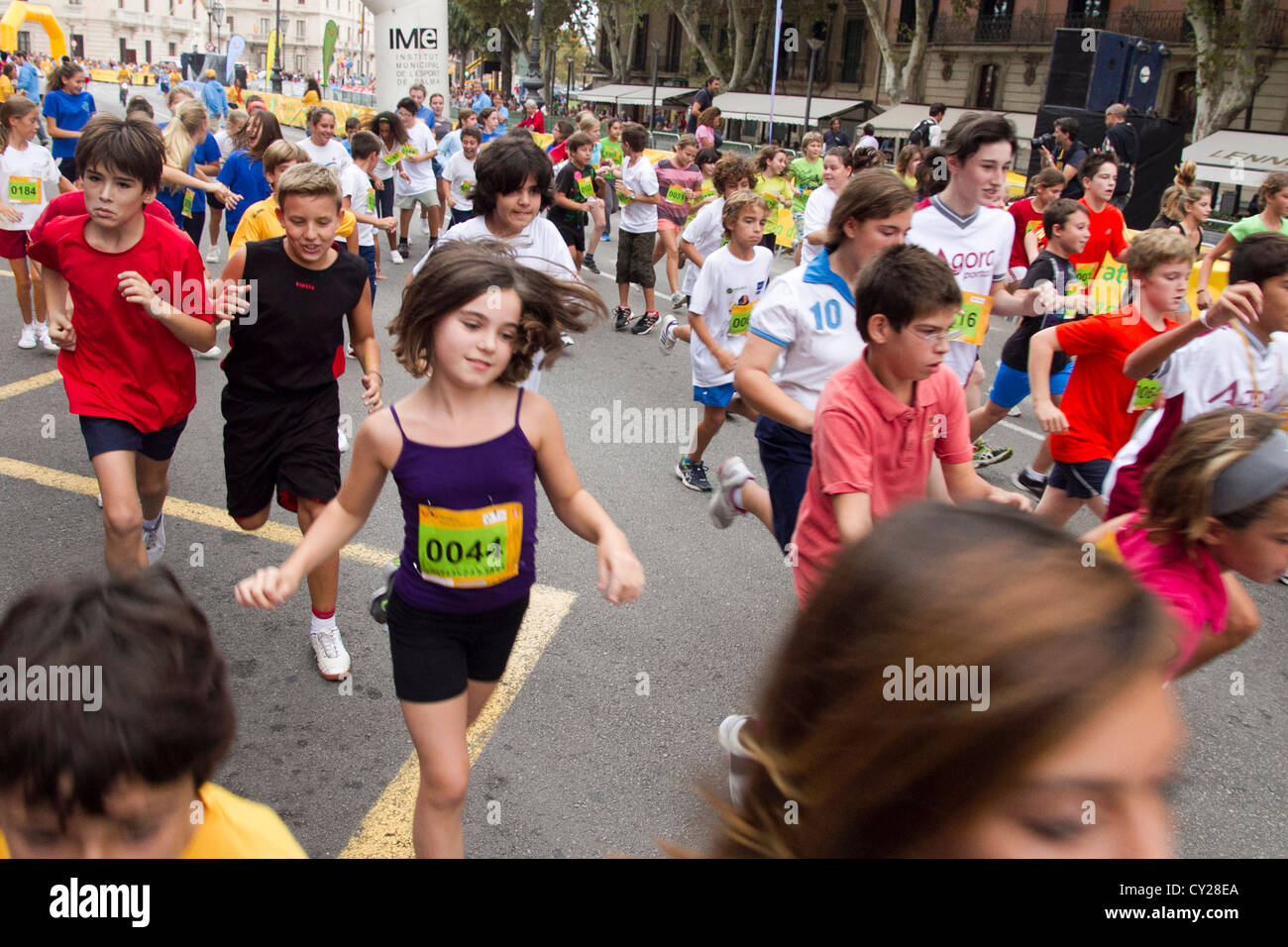 Marathon kids children group running road race Palma de Mallorca ...