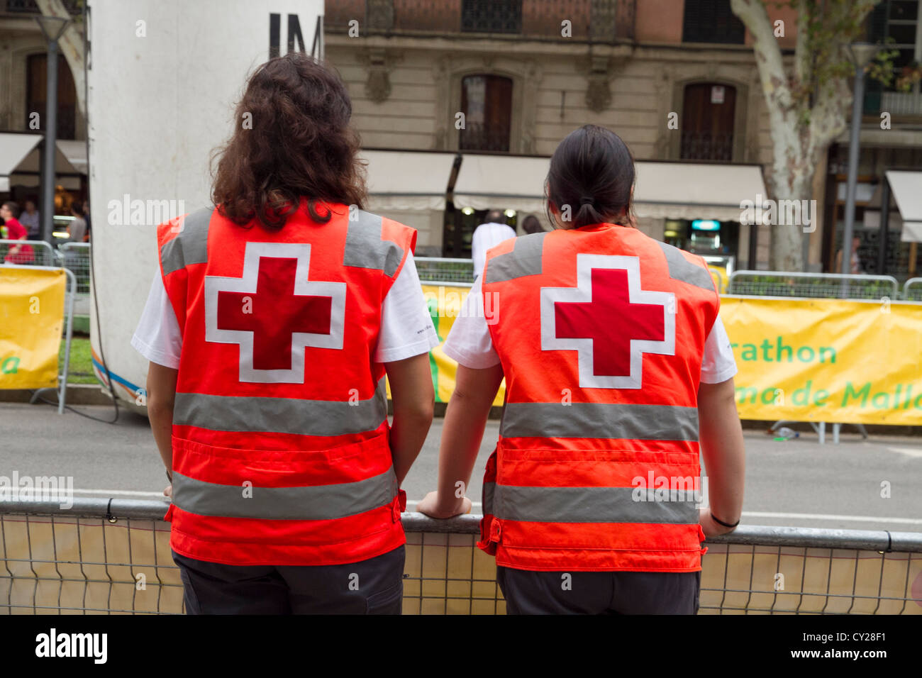 paramedic with red cross in Spain Stock Photo - Alamy