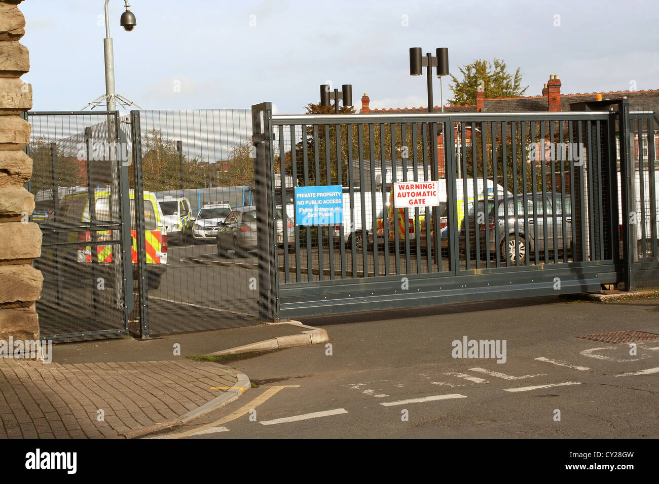Police parking lot with police cars and vans Stock Photo - Alamy