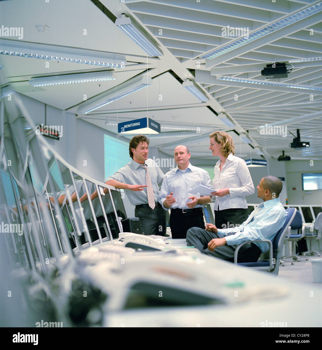 business people data center control center man woman License free ...