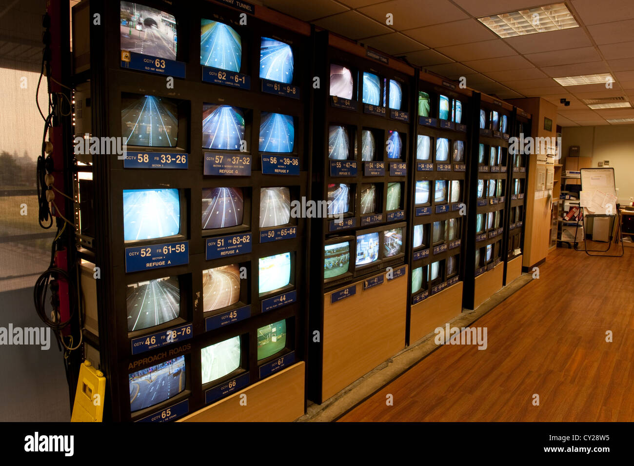 Emergency Control room with CCTV Monitors Stock Photo - Alamy