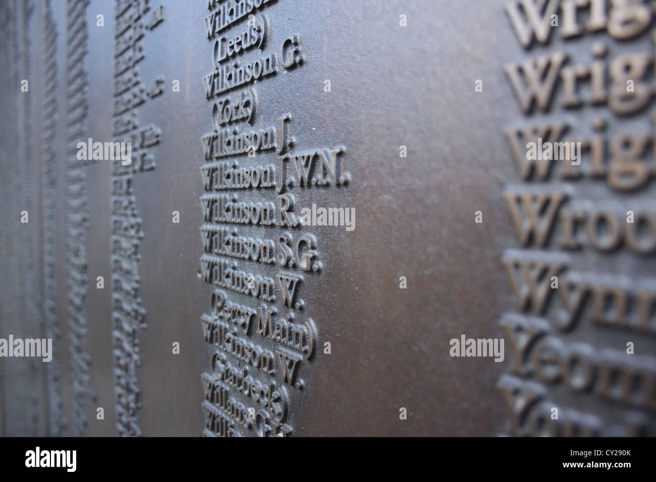 A war memorial.An engraving dedicated to soldiers who died during World ...