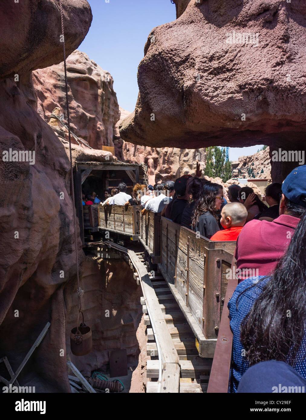 Knotts Berry Farm, California, USA. Calico Mine ride on miniature train ...