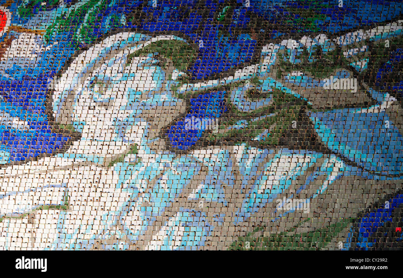 Backdrop consisting of crowd 'pixels' at the Mass Games, Pyongyang ...