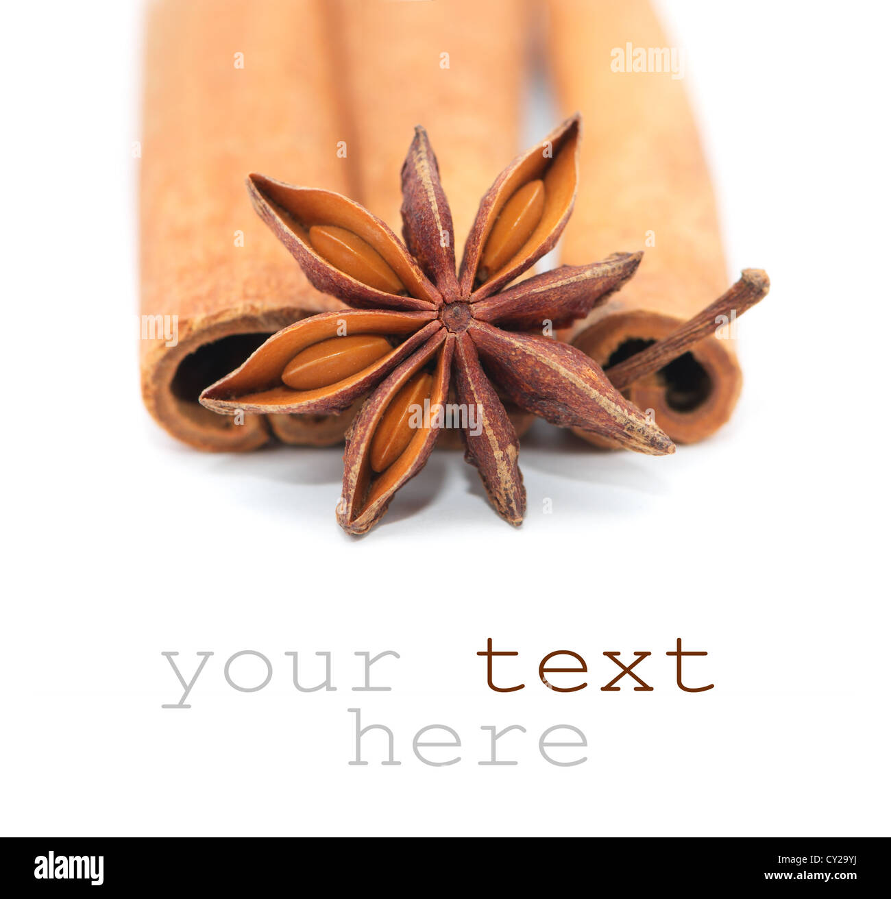 Star anise and cinnamon beer ingredients isolated on white background ...