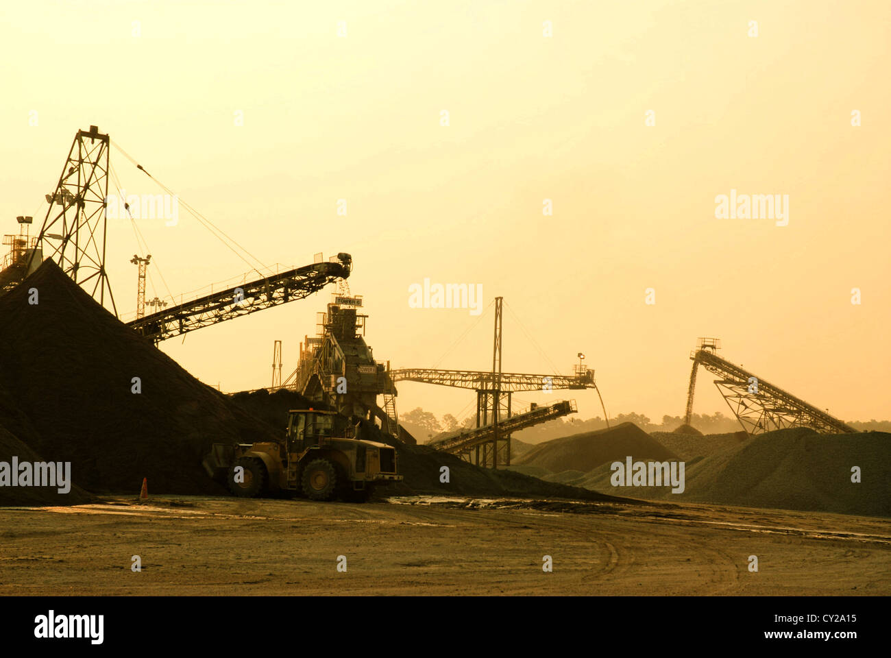 Dusk at a granite mining operation Stock Photo - Alamy
