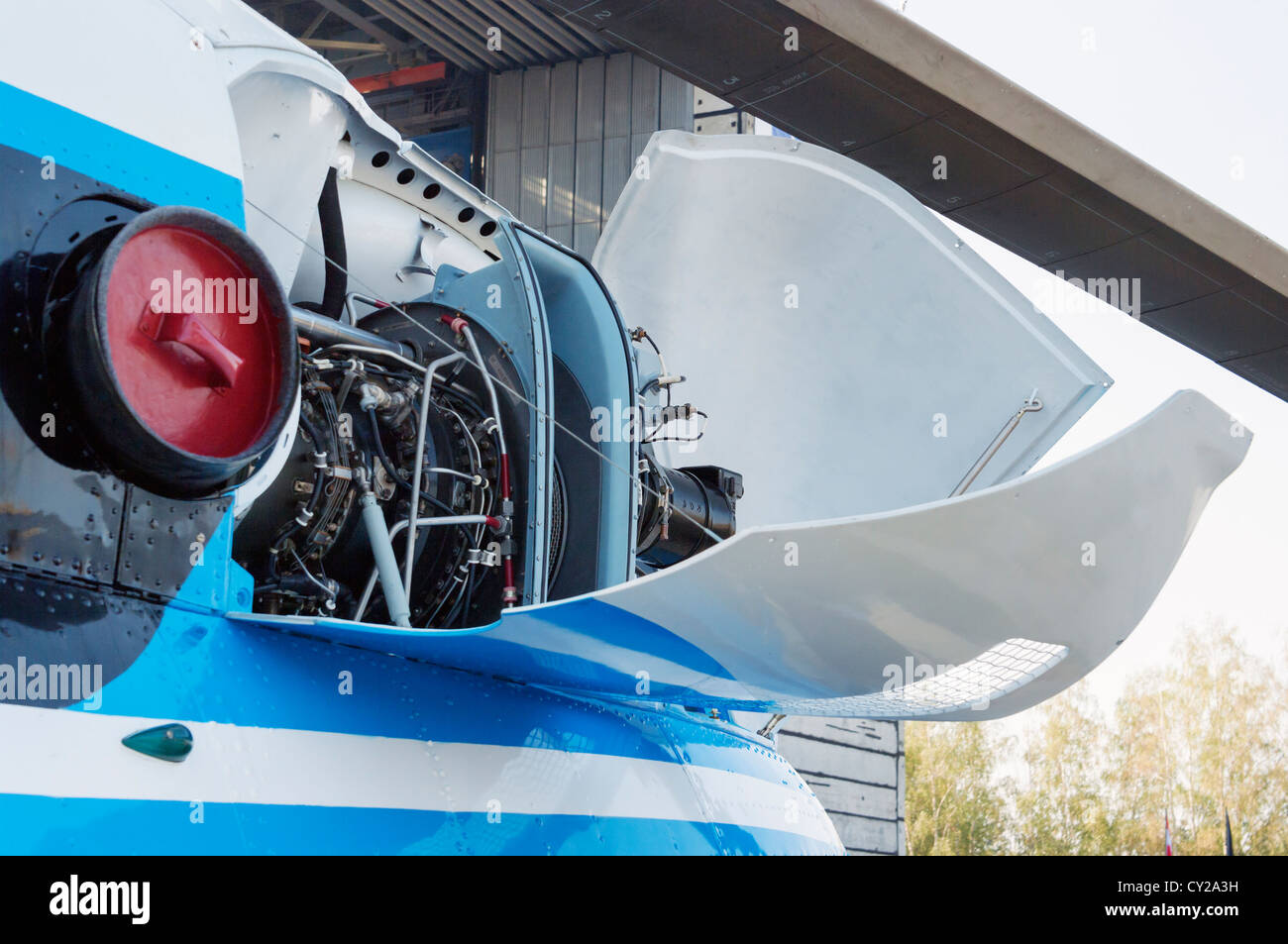 Upgraded Mi-2MSB ( MSB-2) helicopter. The rear view on the helicopter ...