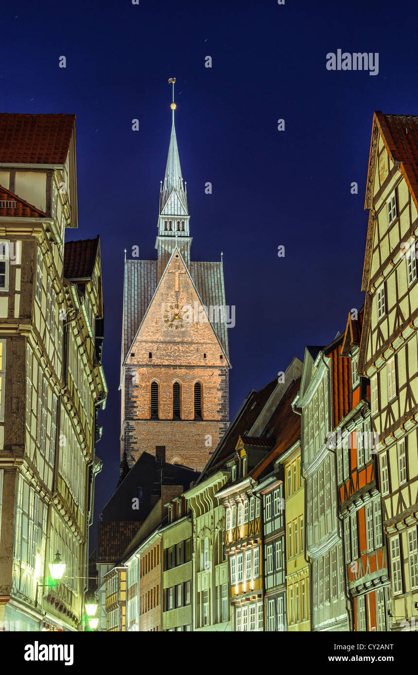 Marktkirche (Marketplace Church) and old half-timbered houses of ...