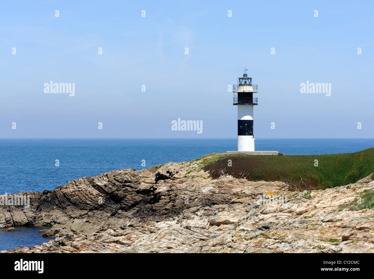 The old lighthouse on Isla Pancha at Ribadeo. Ribadeo, Lugo, Galicia ...