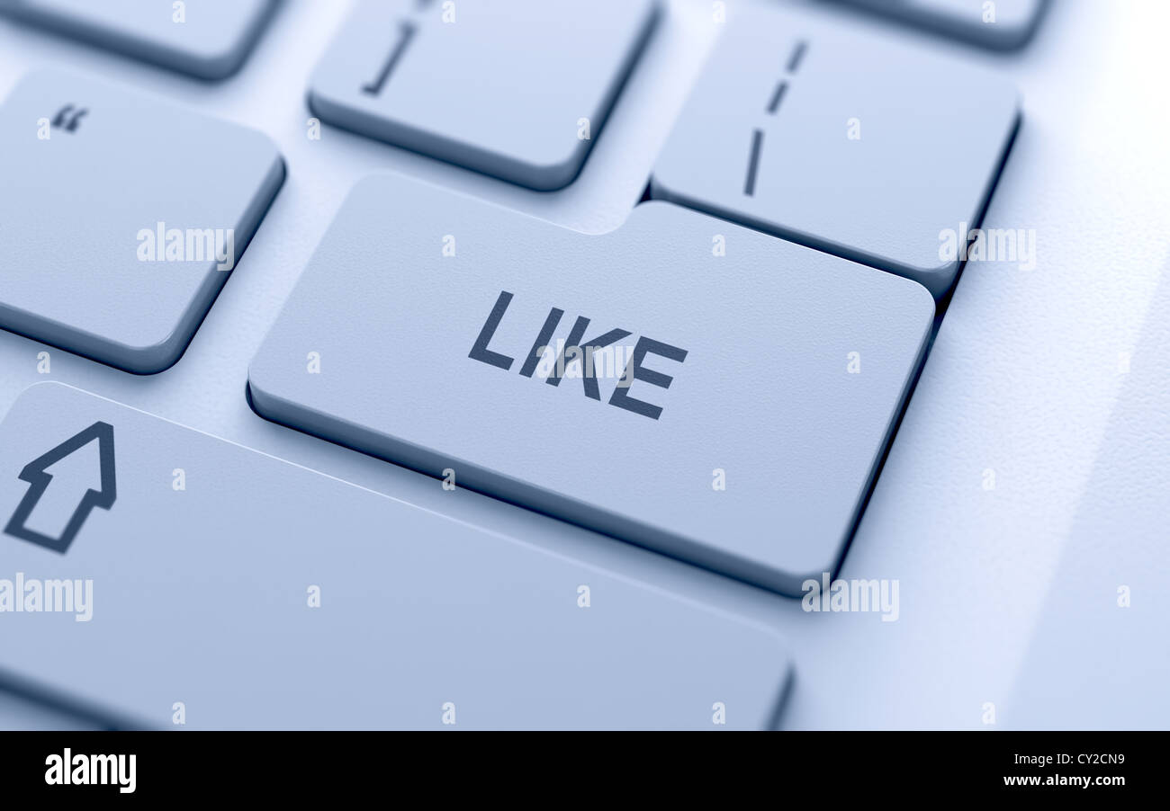 Like button on keyboard with soft focus Stock Photo - Alamy