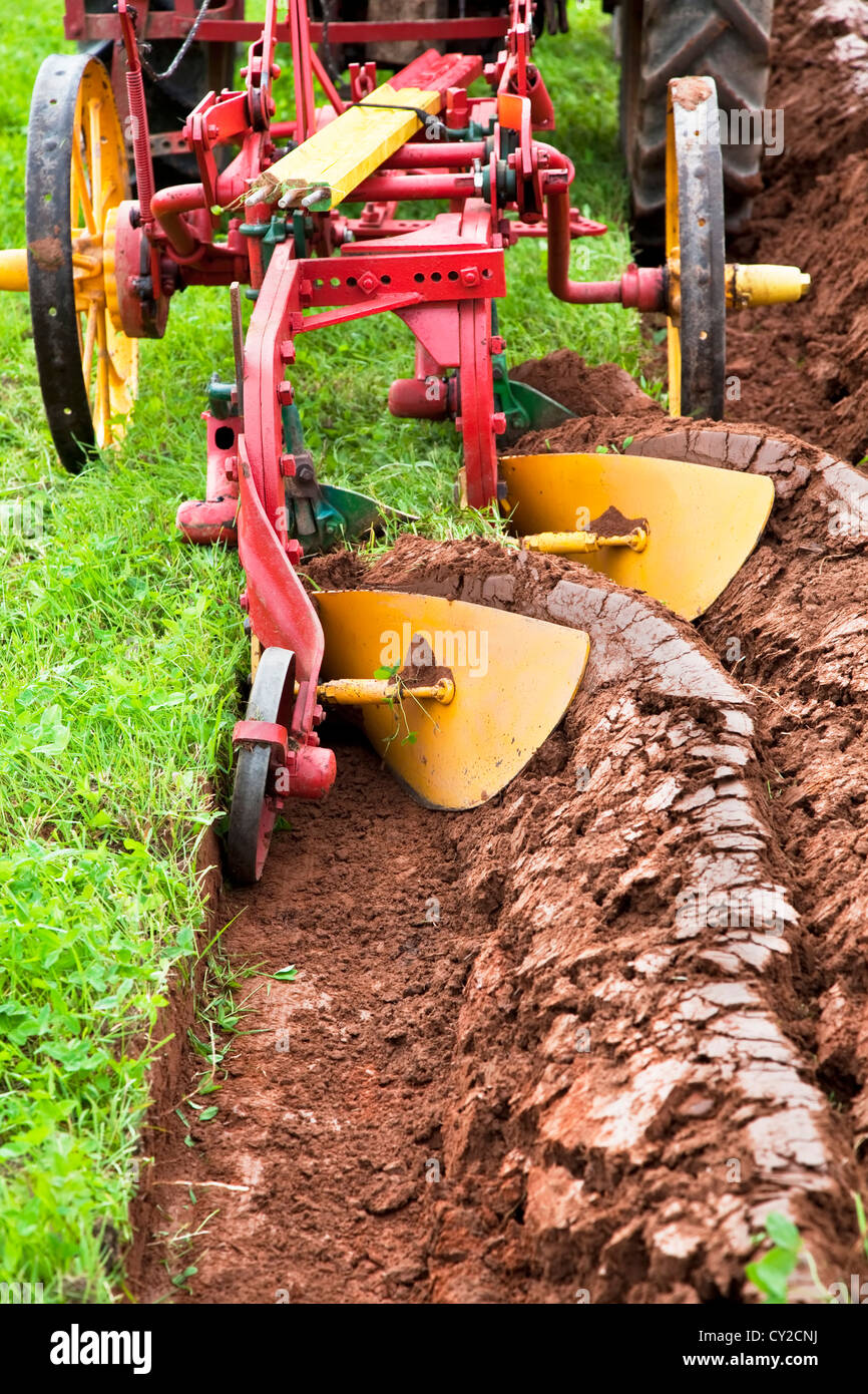 Vintage plows used to plow the field at the Provincial Plowing Match ...
