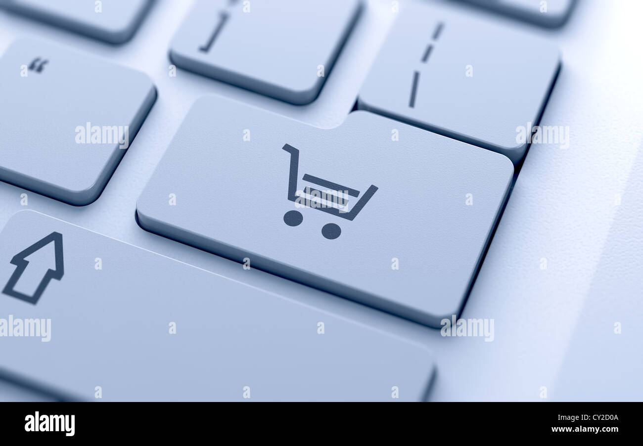 Shop button on keyboard with soft focus Stock Photo - Alamy