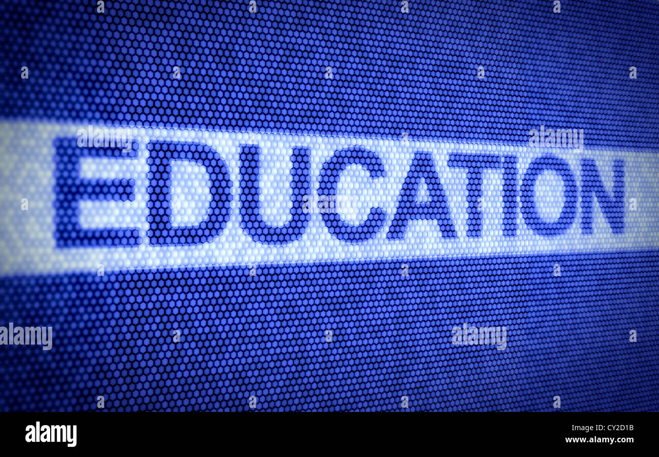 3d illustration of education text on computer screen Stock Photo - Alamy