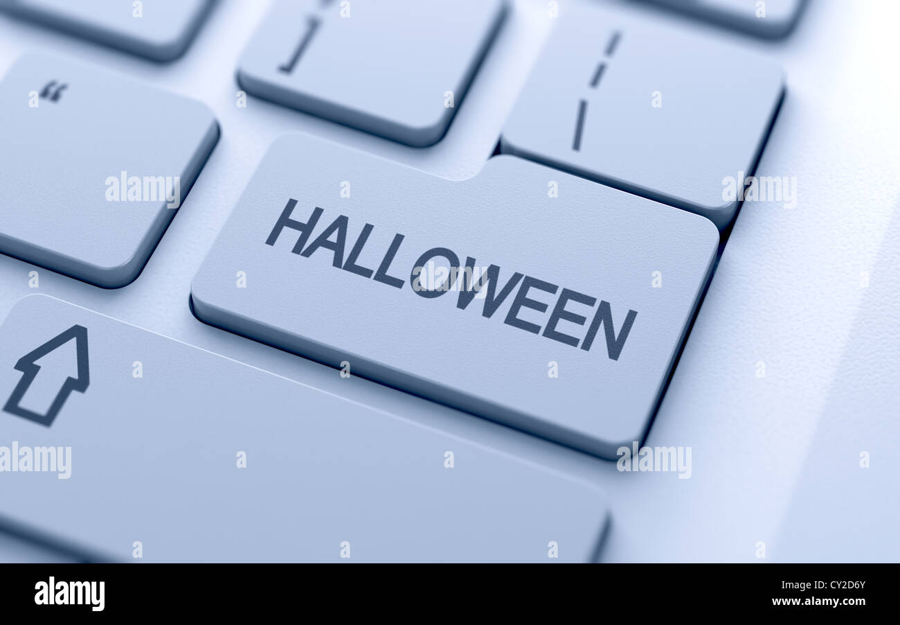Halloween button on keyboard with soft focus Stock Photo - Alamy