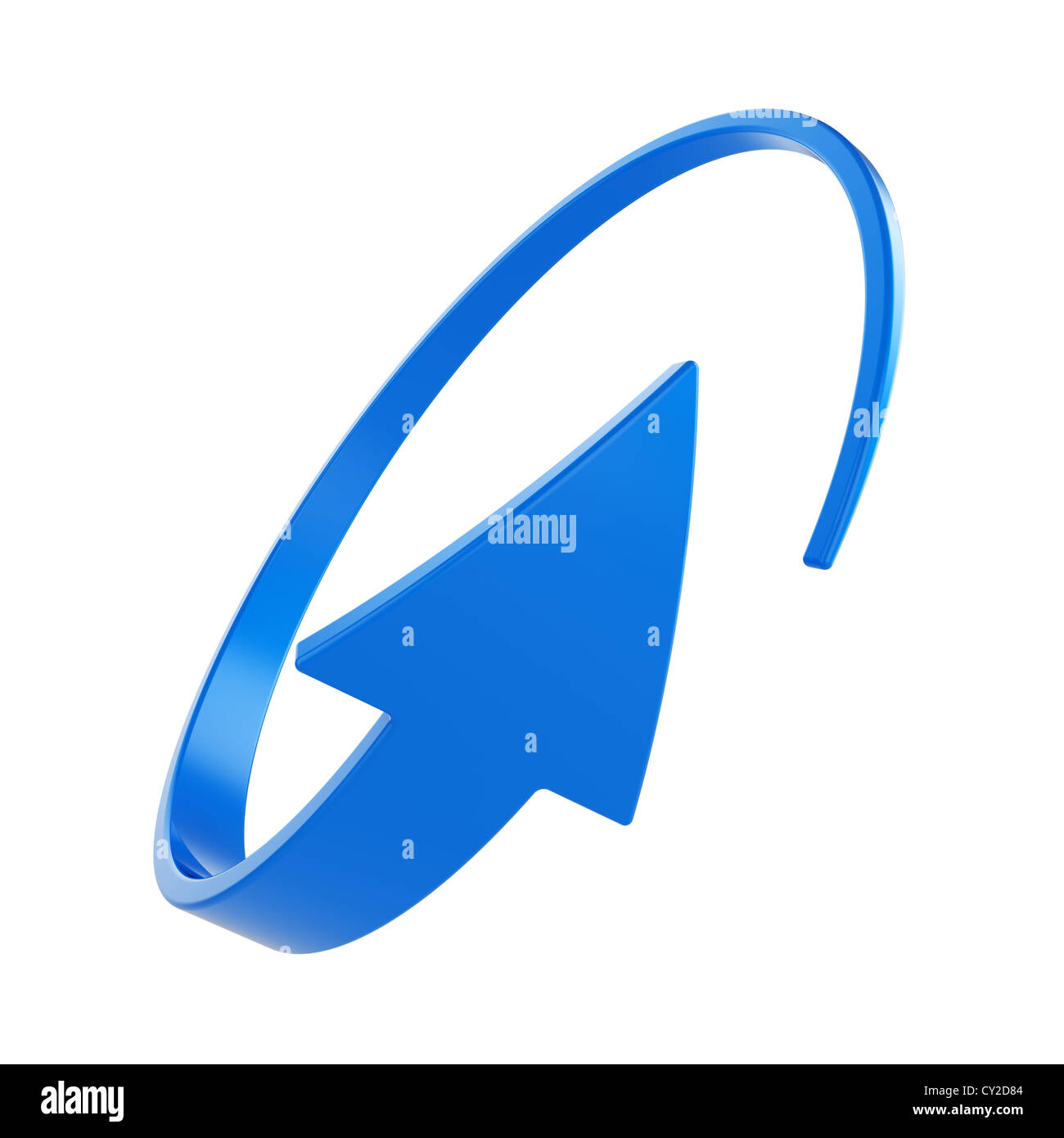 3d illustration of blue round arrow on white background Stock Photo - Alamy