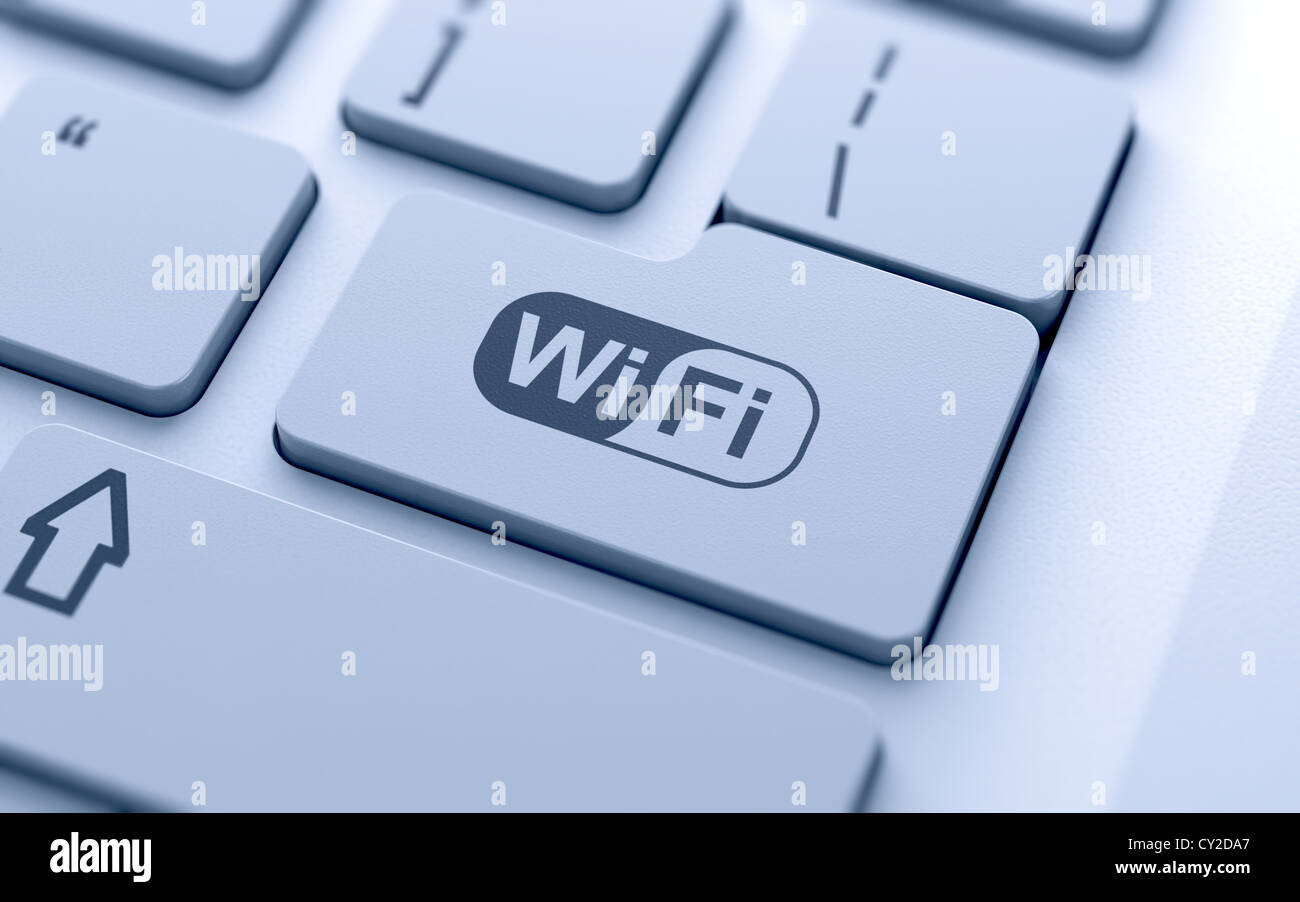 WI-FI button on keyboard with soft focus Stock Photo - Alamy