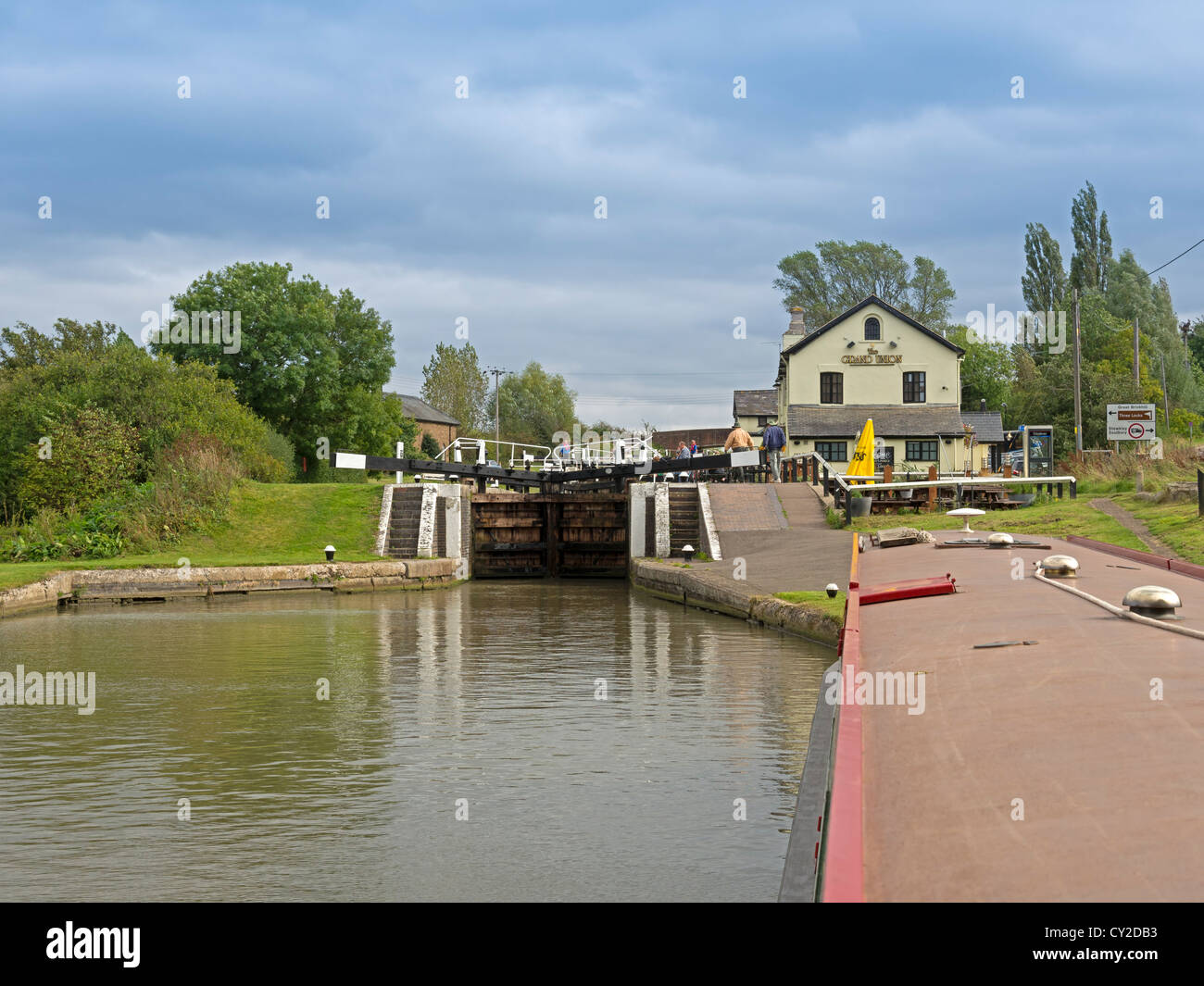 Soulbury Three Locks on the Grand Union Canal, Buckinghamshire. The ...
