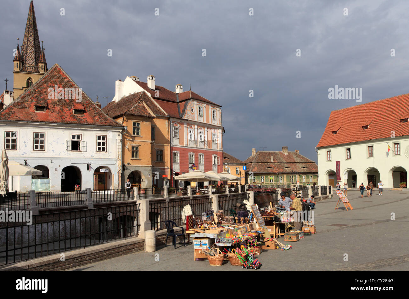 Romania, Sibiu, Piata Mica, street scene Stock Photo - Alamy