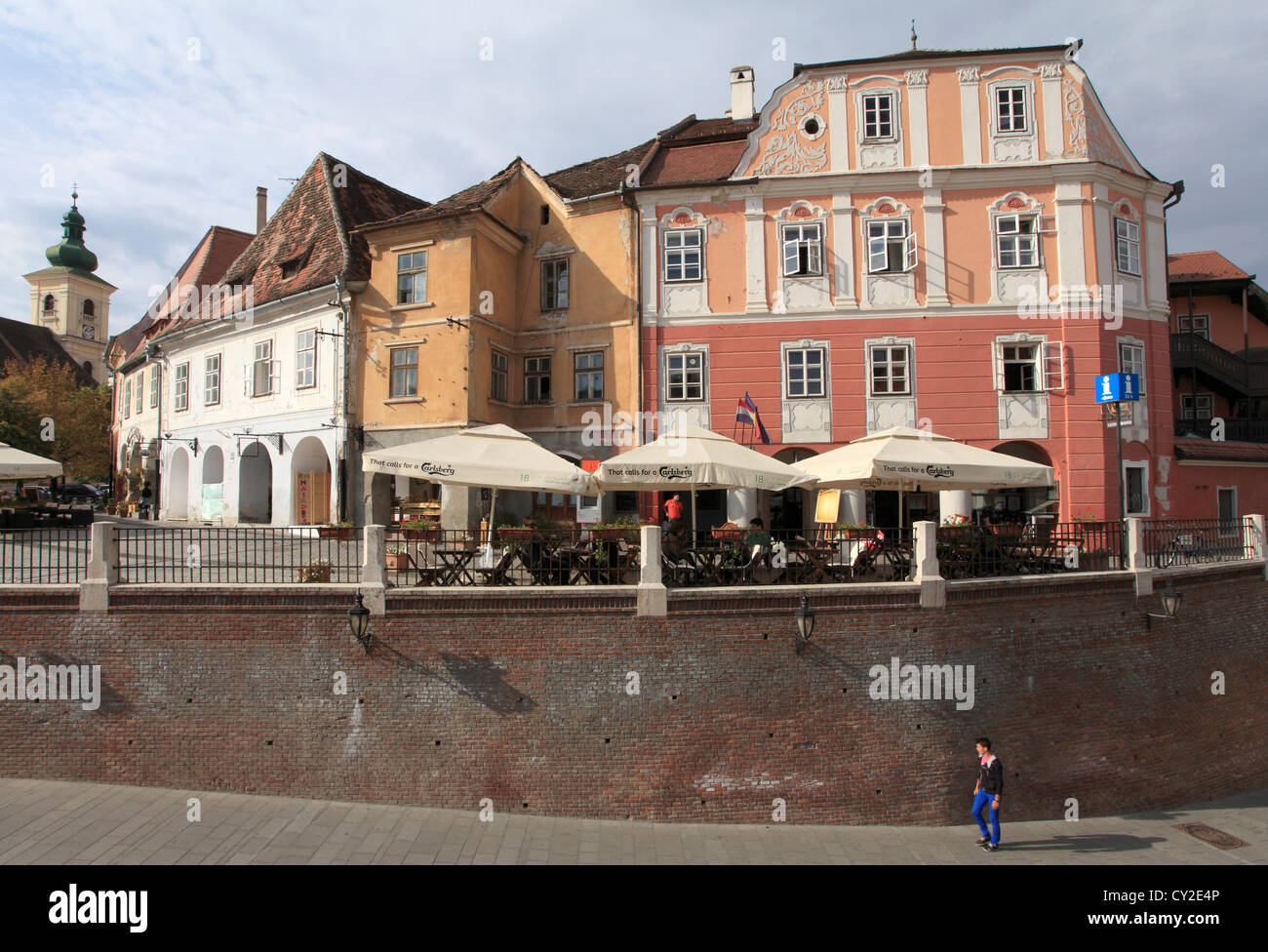 Romania, Sibiu, Piata Mica, street scene Stock Photo - Alamy